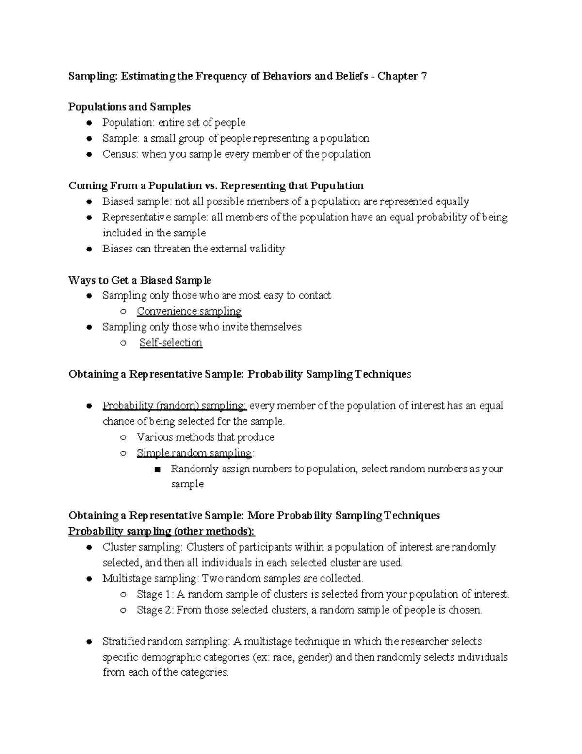 Sampling Estimating the Frequency of Behaviors and Beliefs - Chapter 7 ...