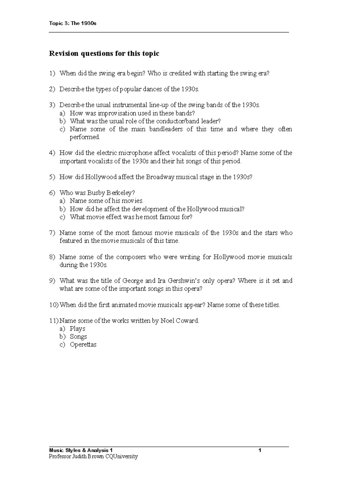 Topic 3 1930s revision questions - Topic 3: The 1930s - Studocu