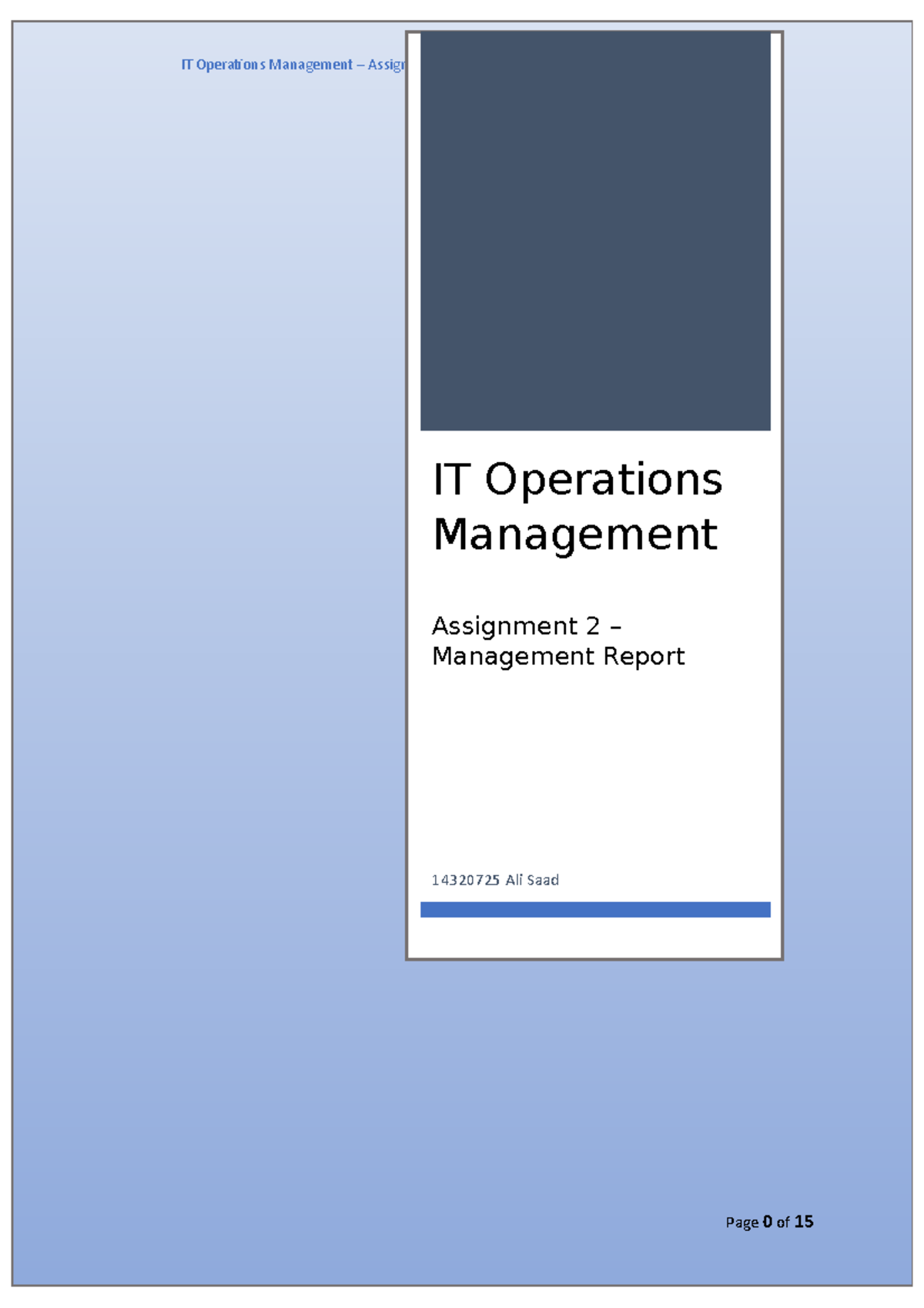 Management Report - 14320725 Ali Saad IT Operations Management ...