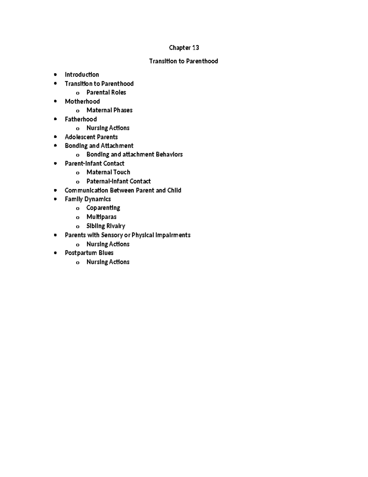 Chapter 13 Transition to Parenthood - Studocu