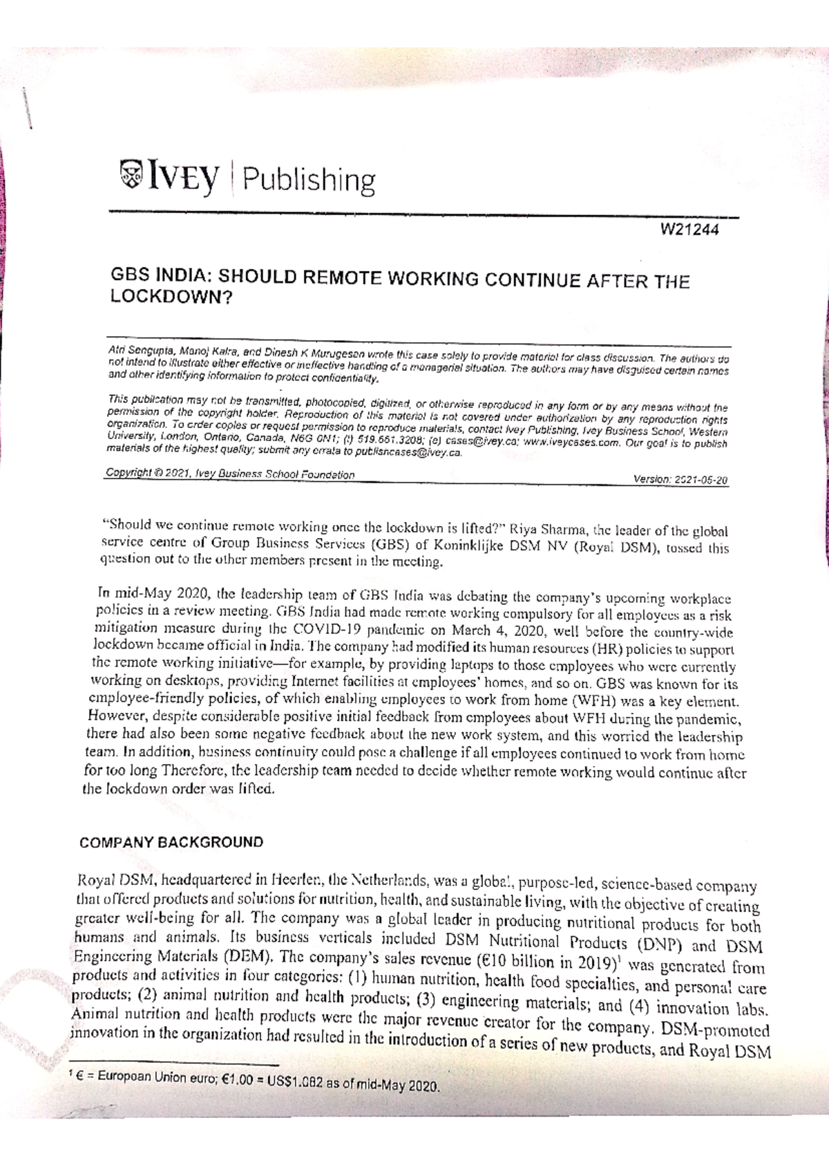 OB Case study Presentation - IVEY Publishing W21244 GBS INDIA: SHOULD ...