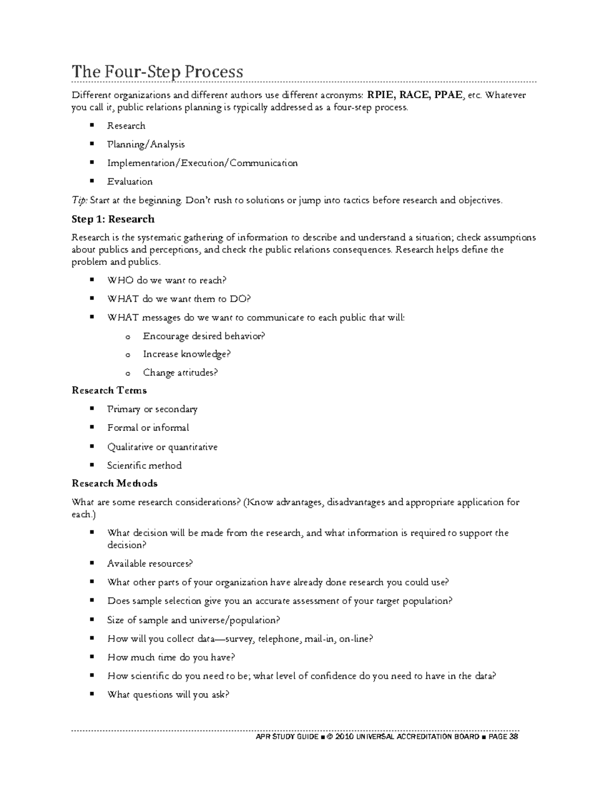 Four-Step-Process - Lecture - The Four-Step Process Different ...