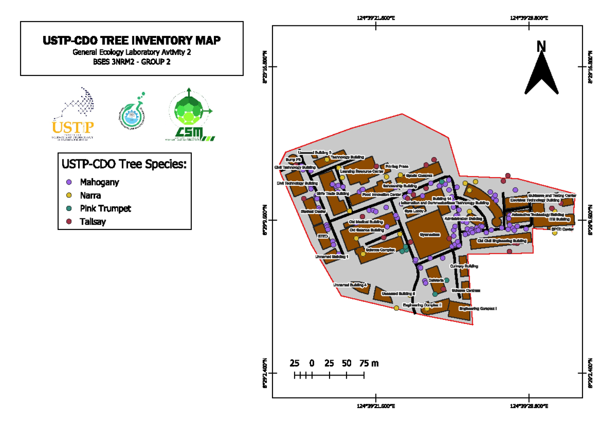 USTP CDO TREE Species Inventory MAP - TREE INVENTORY MAP General Ecology Laboratory Avtivity 2 N ...