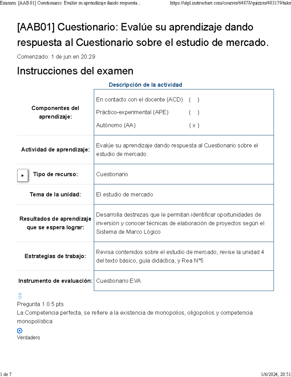 Examen [AAB01] Cuestionario Evalúe su aprendizaje dando respuesta al ...