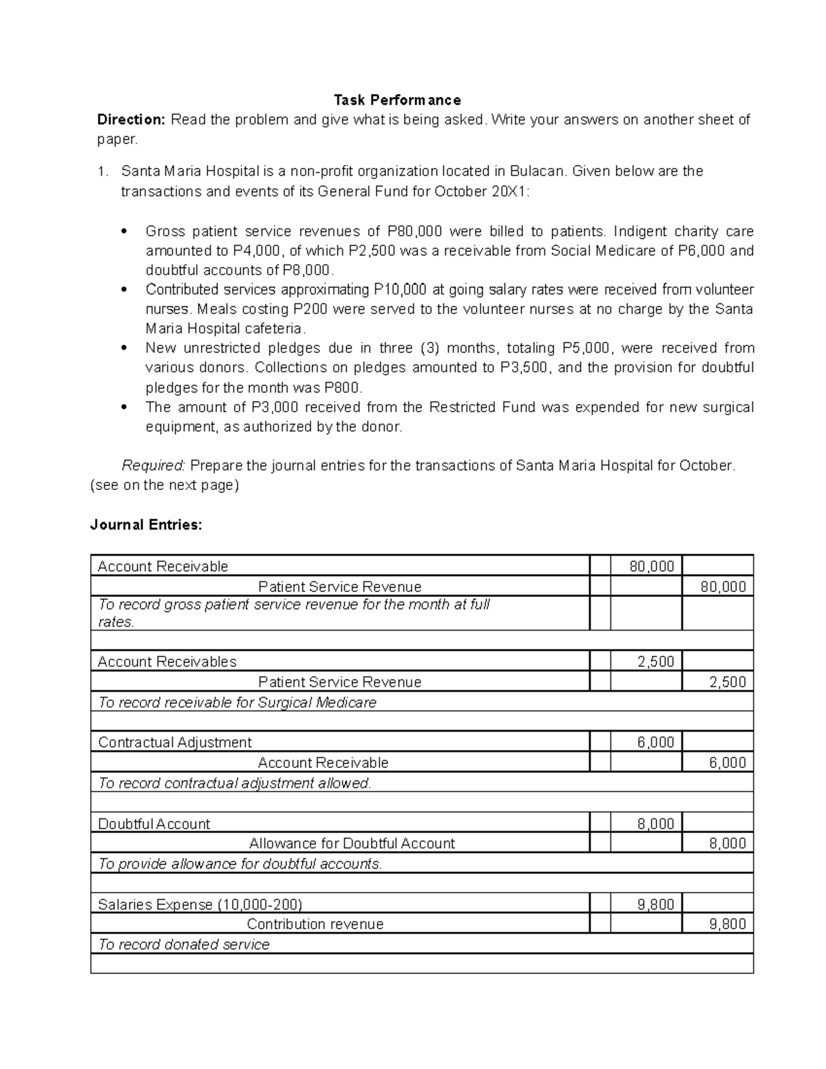 (05 Task Performance 01) - Task Performance Direction: Read the problem ...