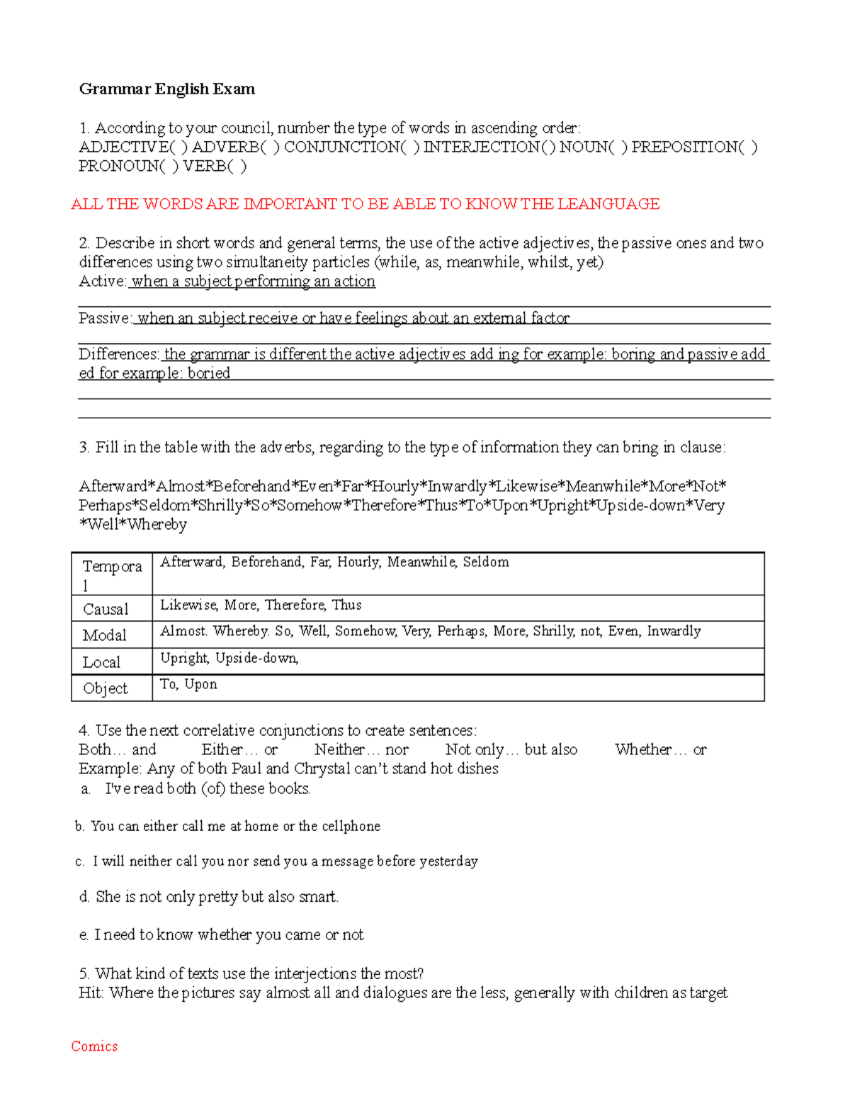 Examen ingles final - Grammar English Exam According to your council ...