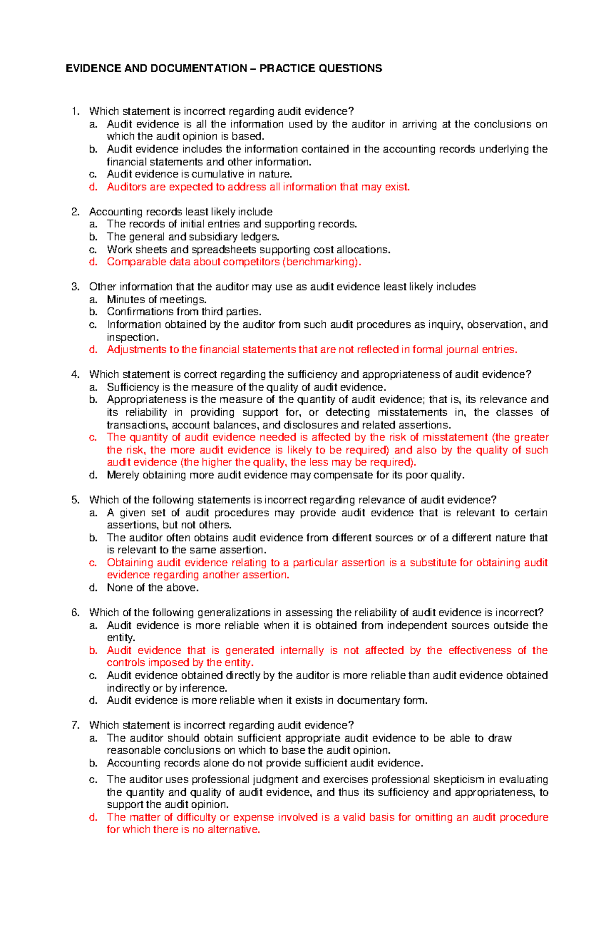 Evidence and Documentation Exercises - EVIDENCE AND DOCUMENTATION ...