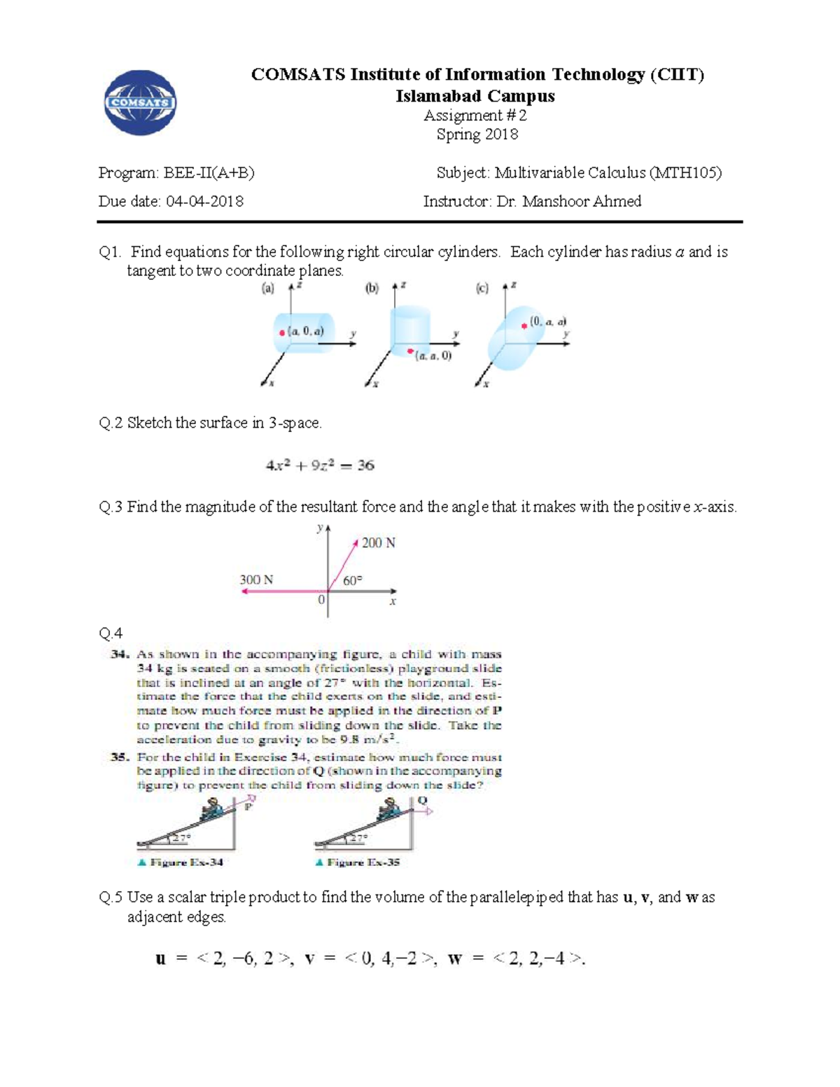 Multivariable Calculus Assignment #2 - Program: BEE-II(A+B) Subject: Multivariable Calculus ...