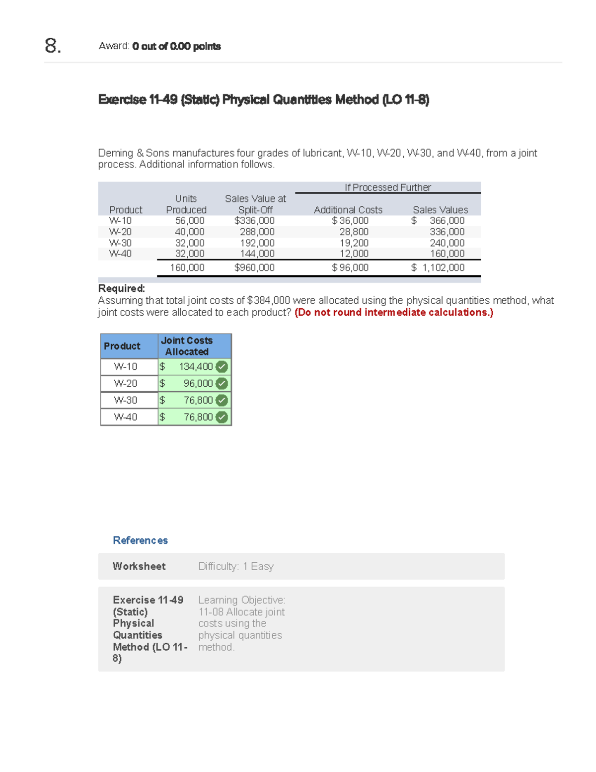 Exercise 11-49 (Static) Physical Quantities Method (LO 11- 8) - 8 ...