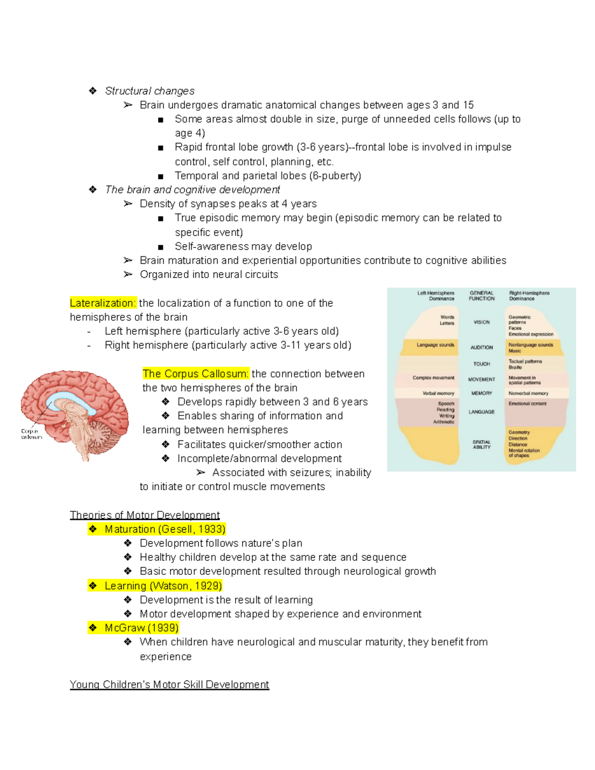 page 2- theories of motor development and the brain in early childhood ...