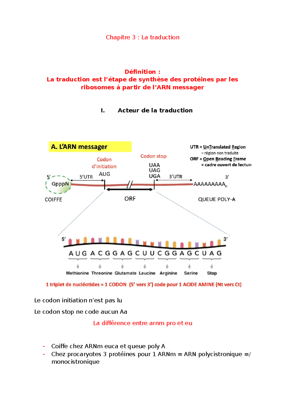 Chapitre 3 - Chapitre 3 : La traduction Définition : La traduction est ...