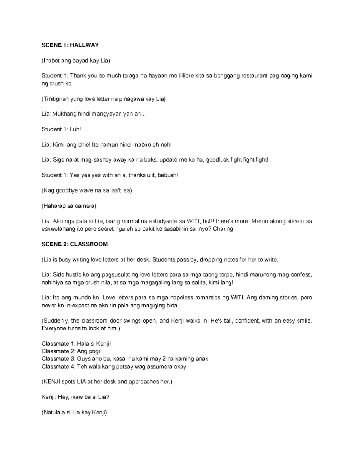 Letters OF LOVE Manual Script MIL Aristotle - SCENE 1: HALLWAY (Inabot ...