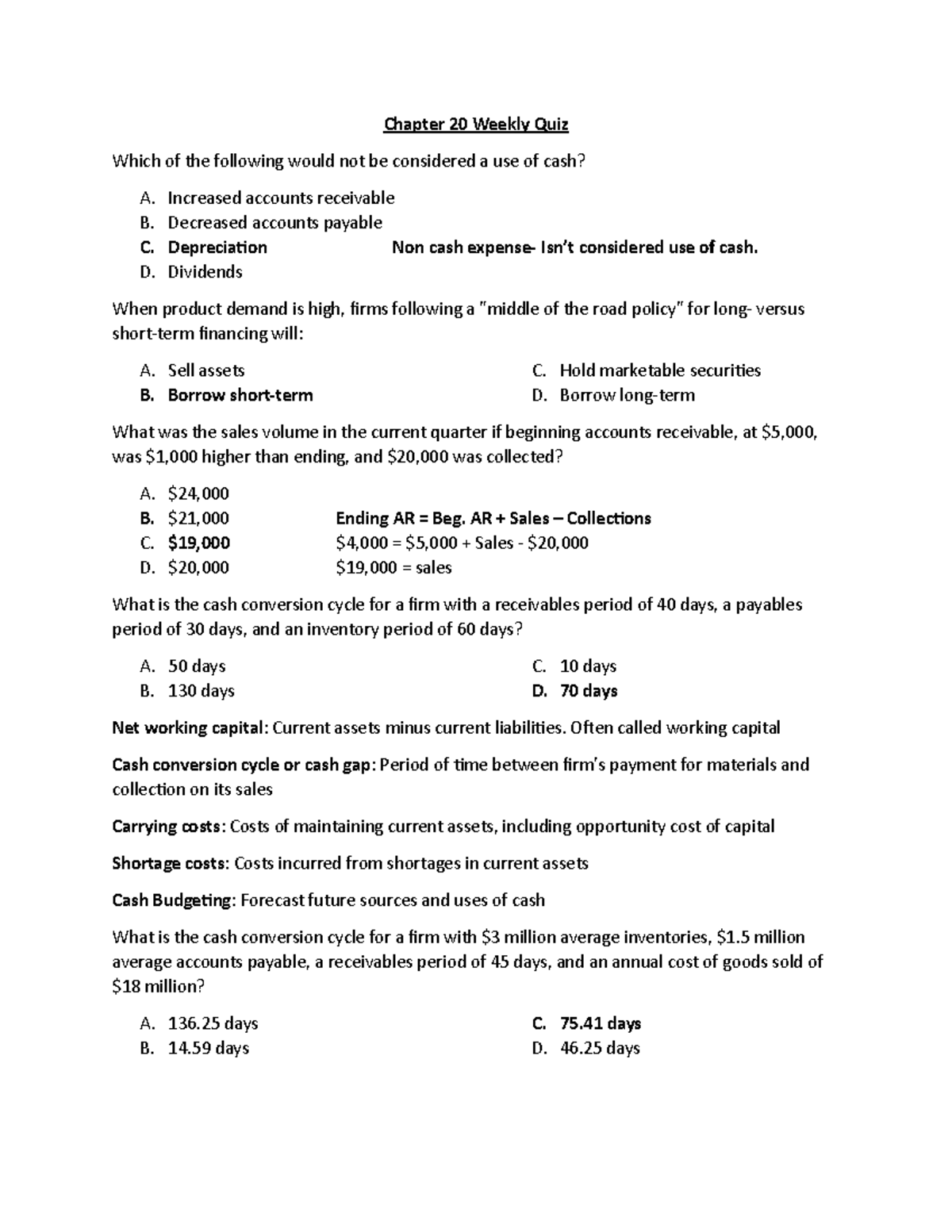 Chapter 20 Weekly Quiz - Chapter 20 Weekly Quiz Which of the following ...