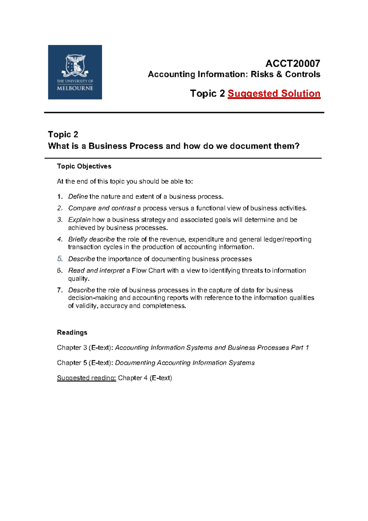 ACCT2000 7 Tutorial Topic 2 - Suggested Solutions - ACCT Accounting ...