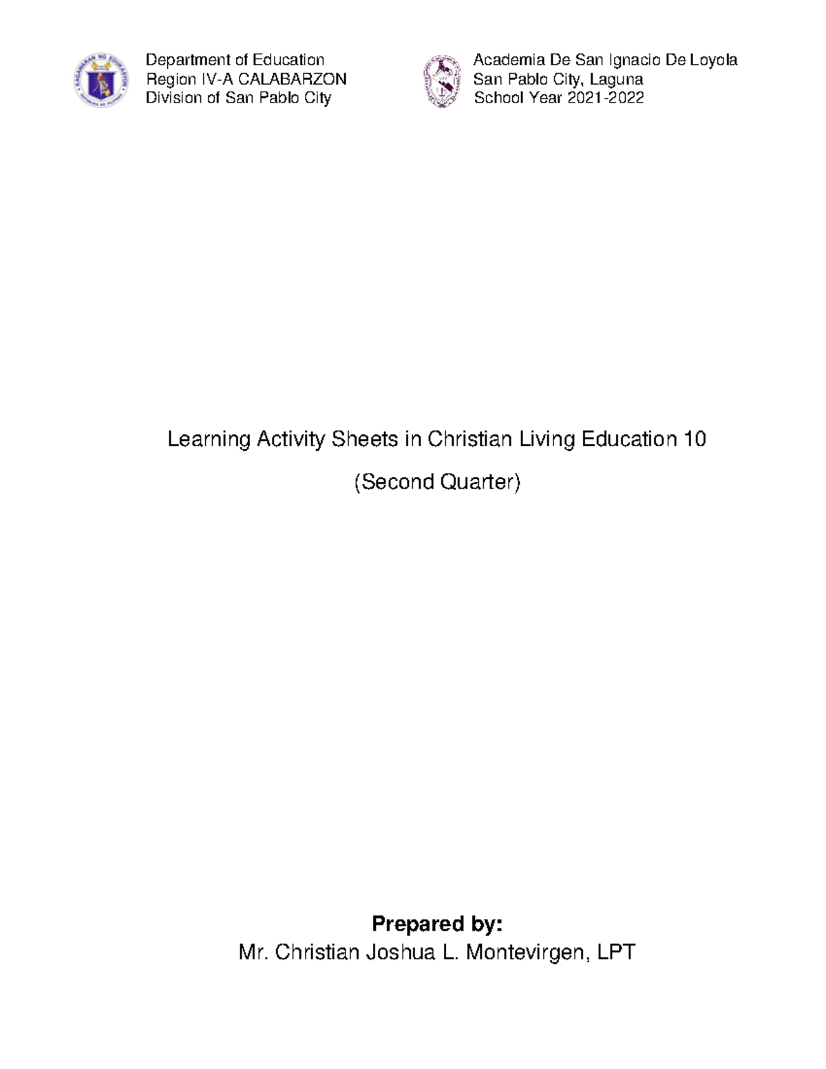 CLE 10-1 - For requiring to open StuDocu only. - Department of ...