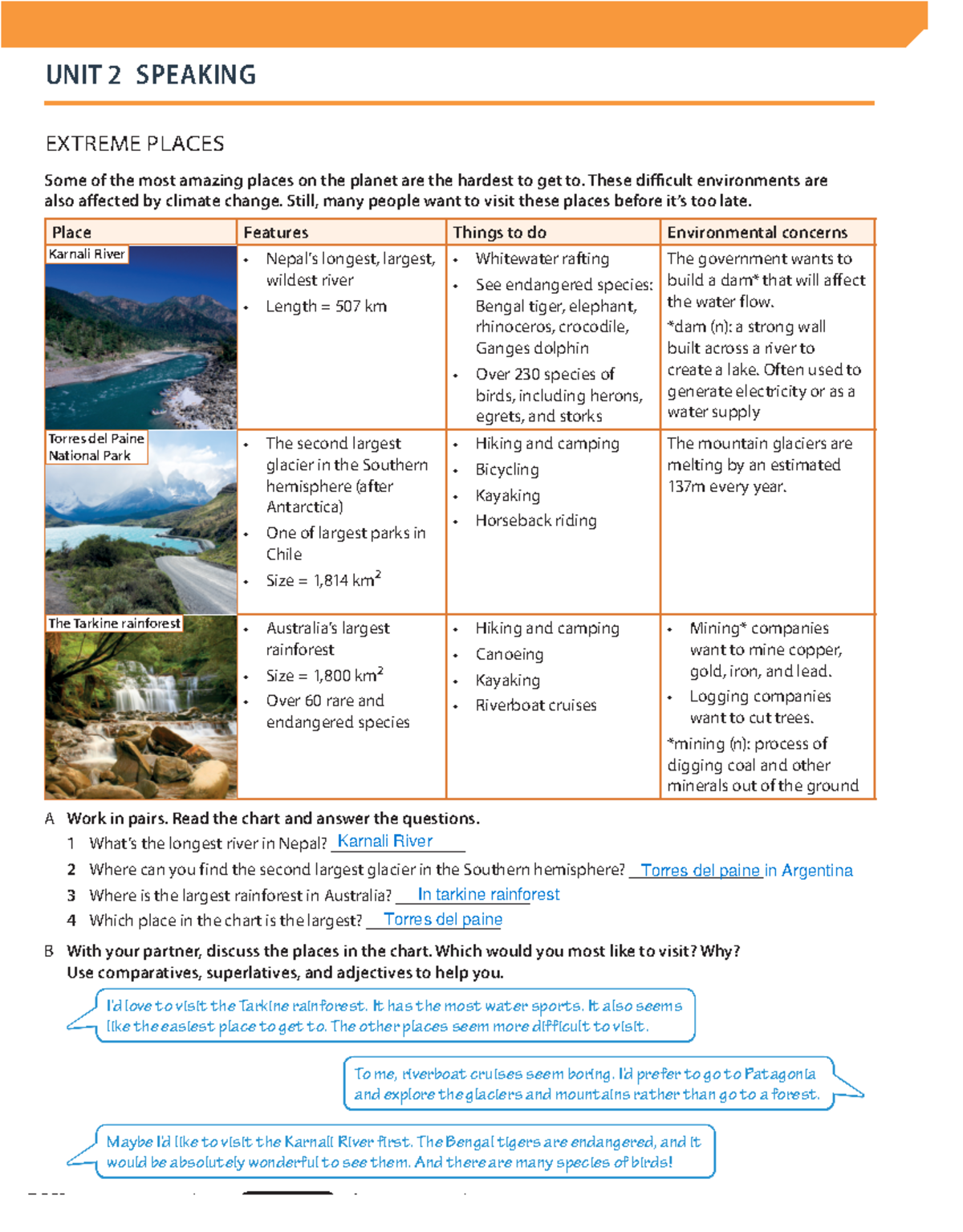 Evolve 5 UNIT 2 Handout 3 - EXTREME PLACES Some of the most amazing ...