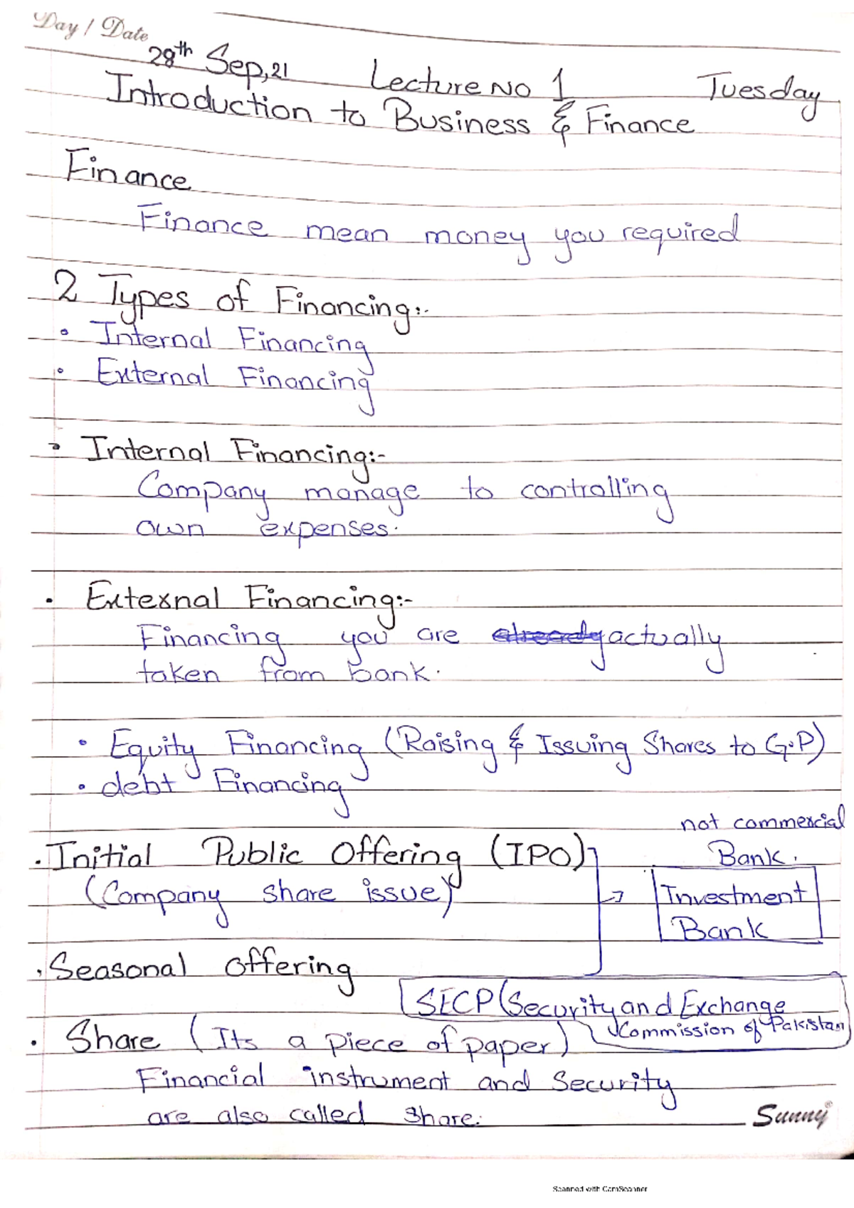 Business finance notes - BS psychology - Studocu