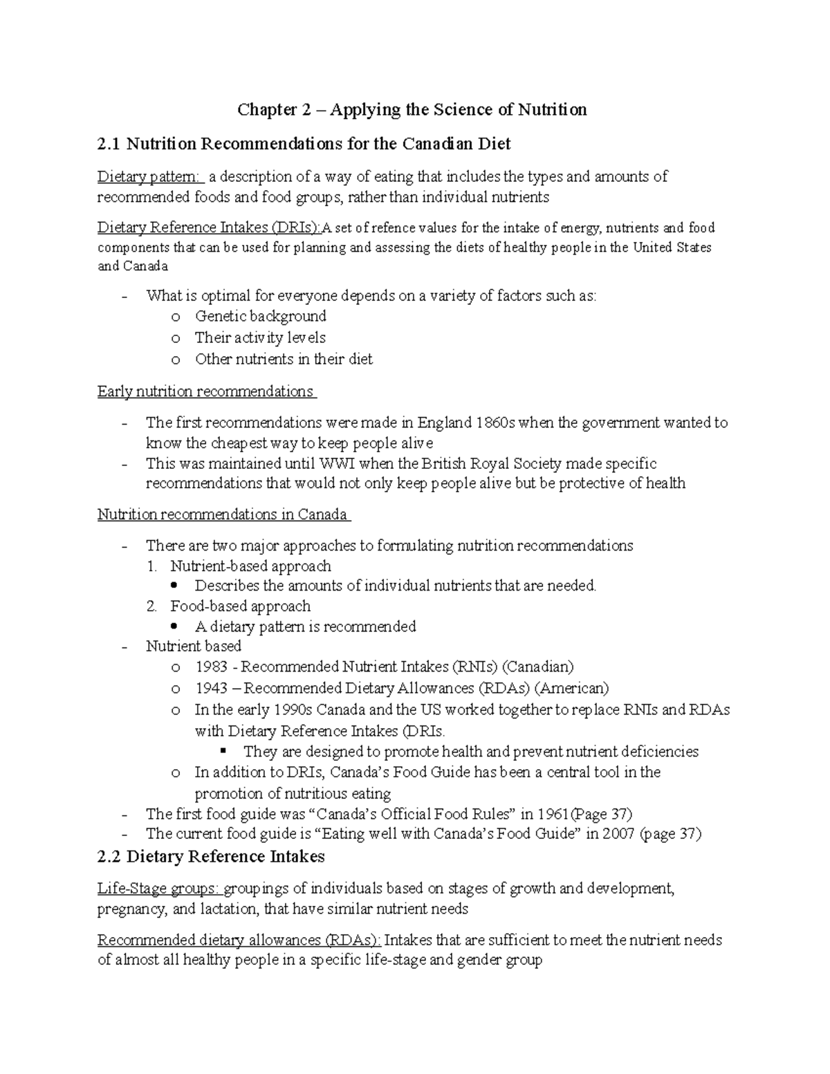 Chapter 2 - Lecture and textbook Notes - Chapter 2 – Applying the ...