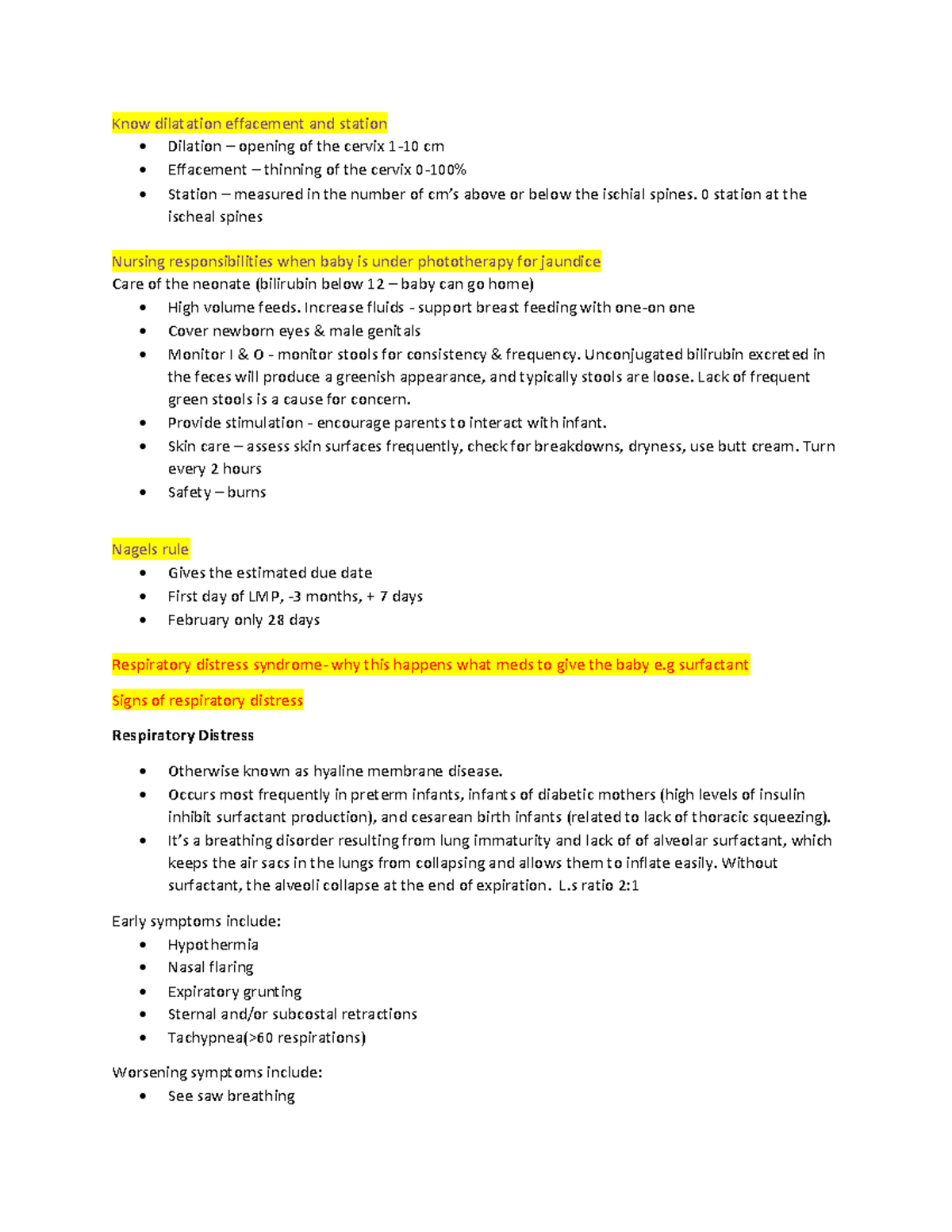 OB Final-1 - Lecture notes - Know dilatation effacement and station ...