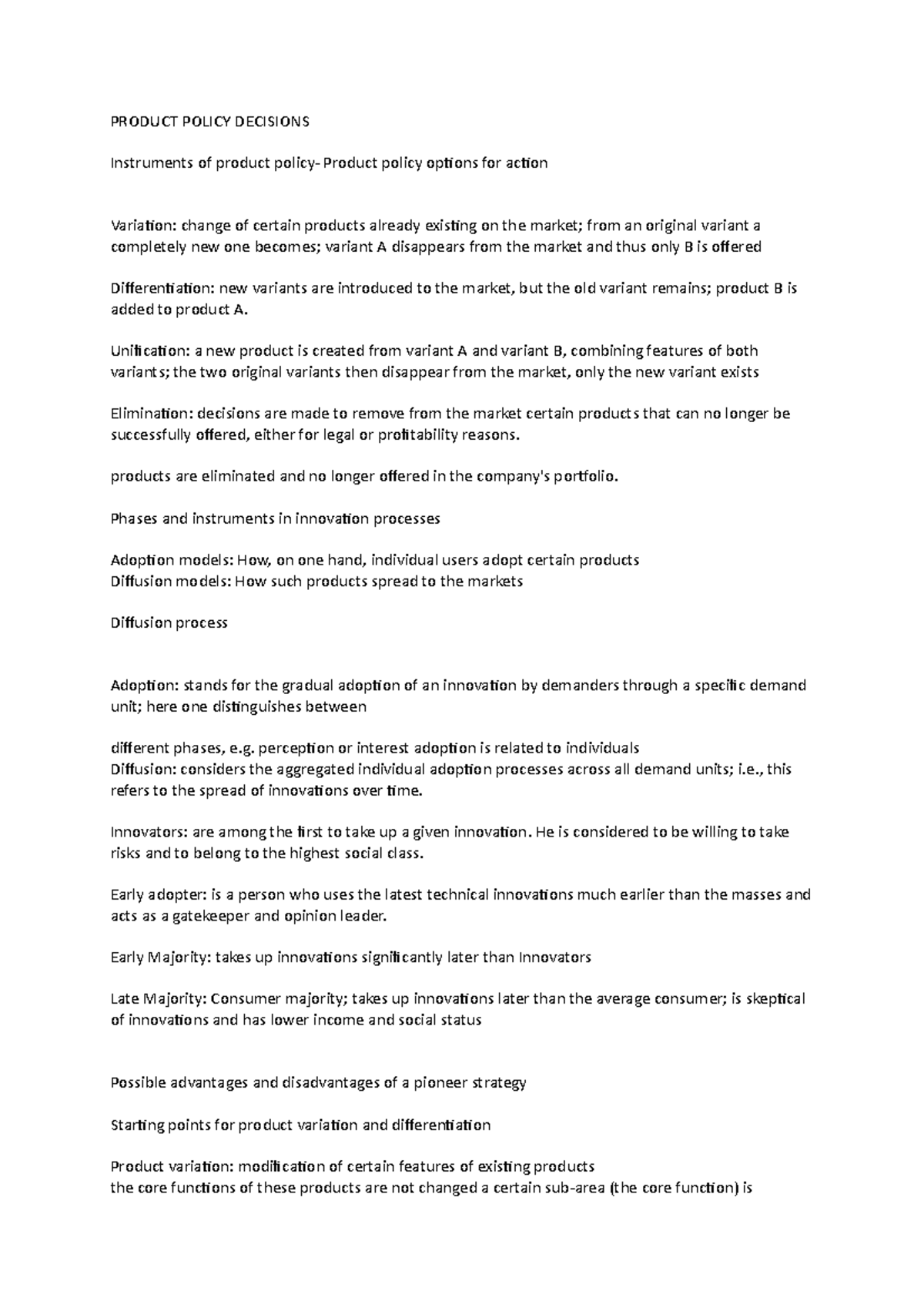 Product Policy Decisions - PRODUCT POLICY DECISIONS Instruments of ...