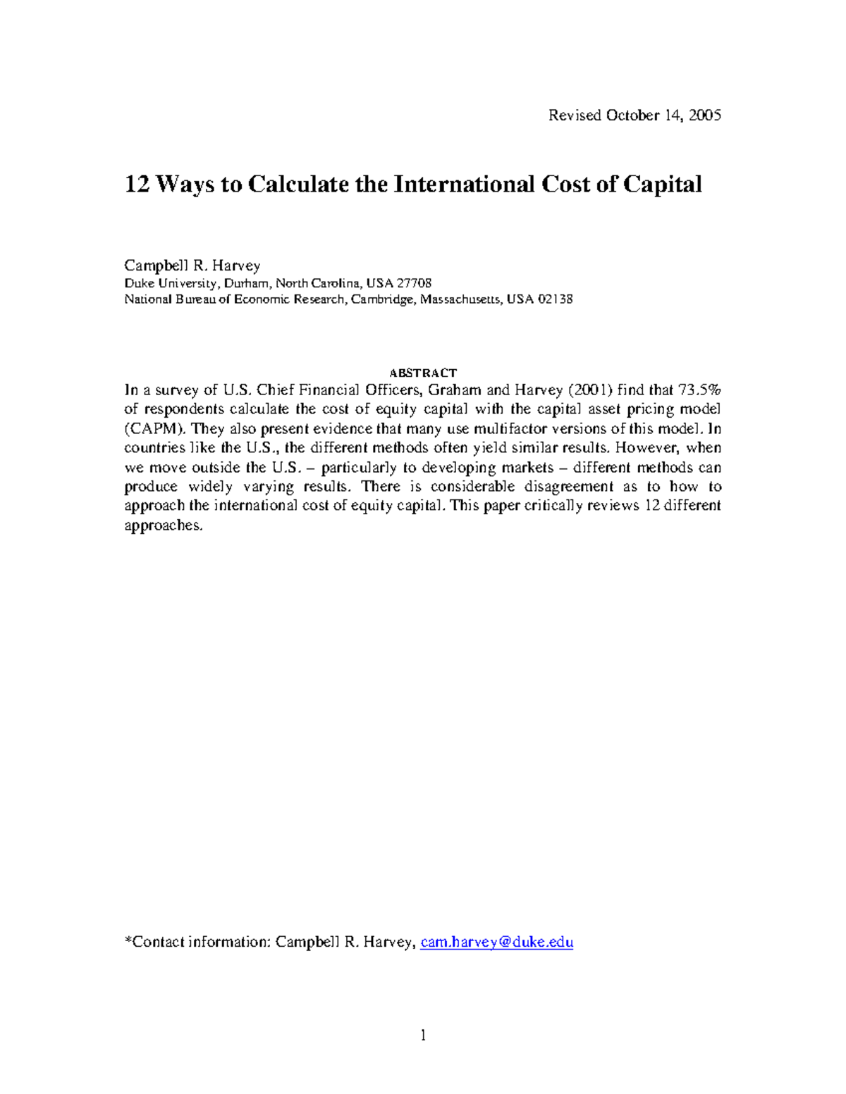Campbell R. - Harvey. 12 Ways to Calculate the Internal Cost of Capital ...
