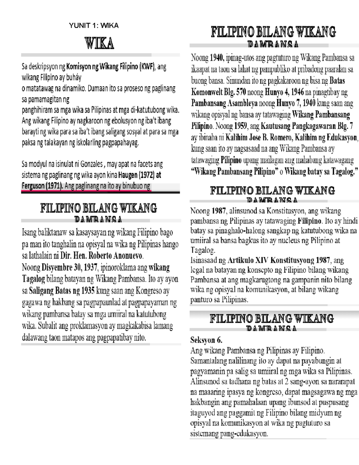 Yunit 1 - Lecture notes 1 - Management Science - YUNIT 1: WIKA - Studocu