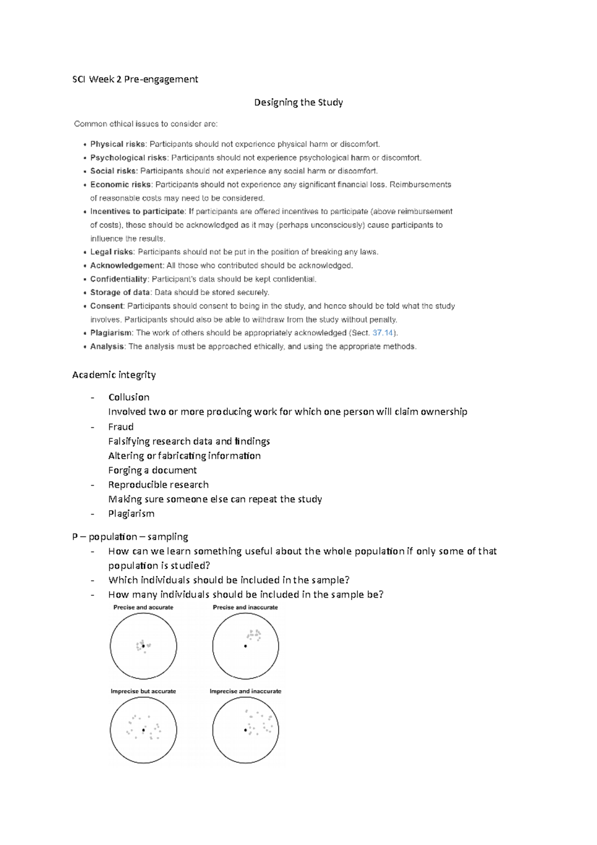 SCI Week 2 Pre Engagment Design the Study - SCI Week 2 Pre-engagement ...