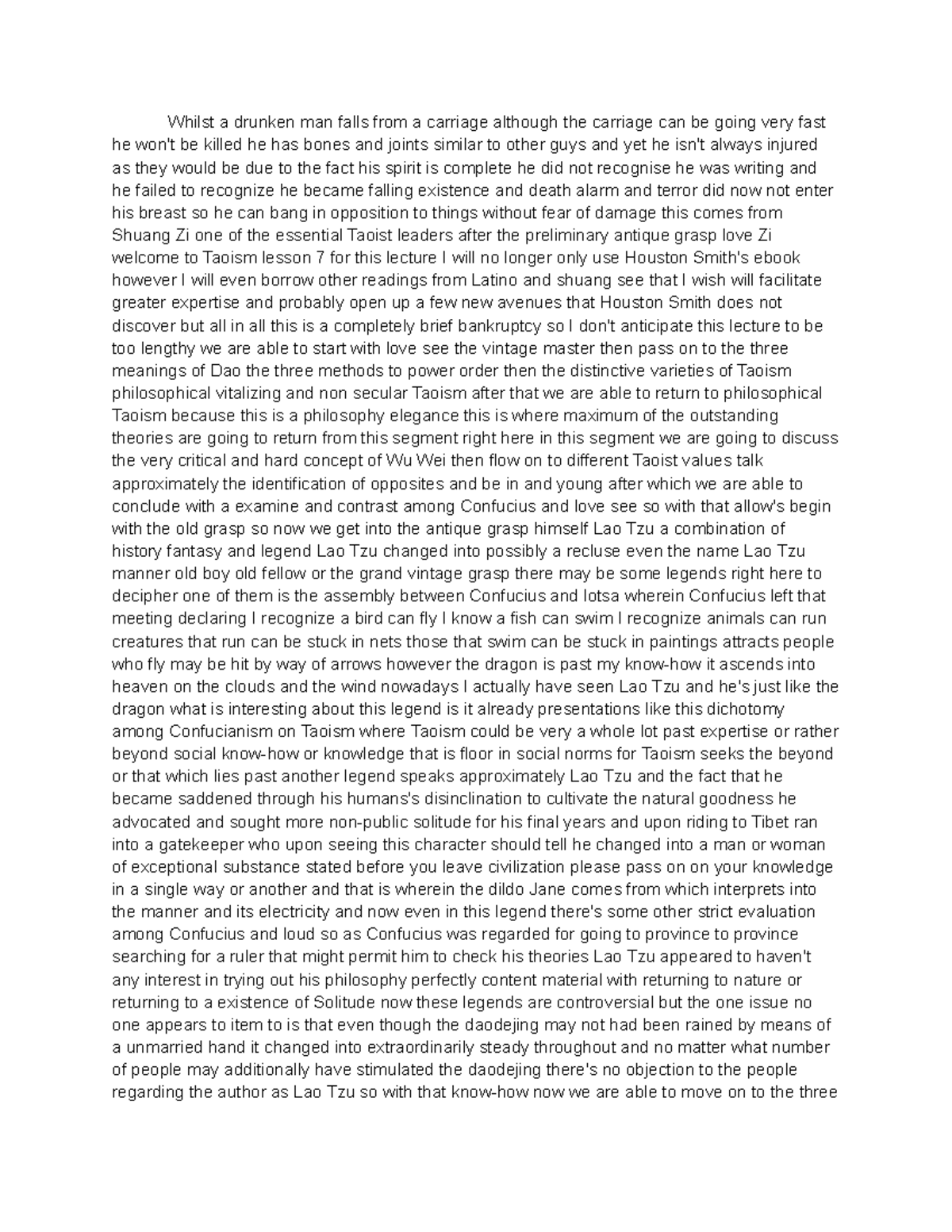 PHIL-1304 Taoism November 10 - Whilst a drunken man falls from a ...