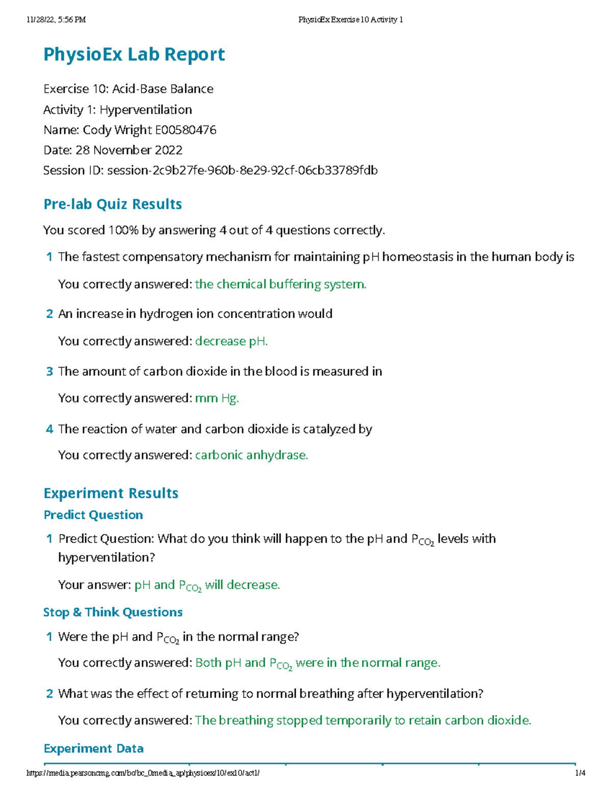 Physio Ex Exercise 10 Activity 1 - PhysioEx Lab Report Exercise 10 ...
