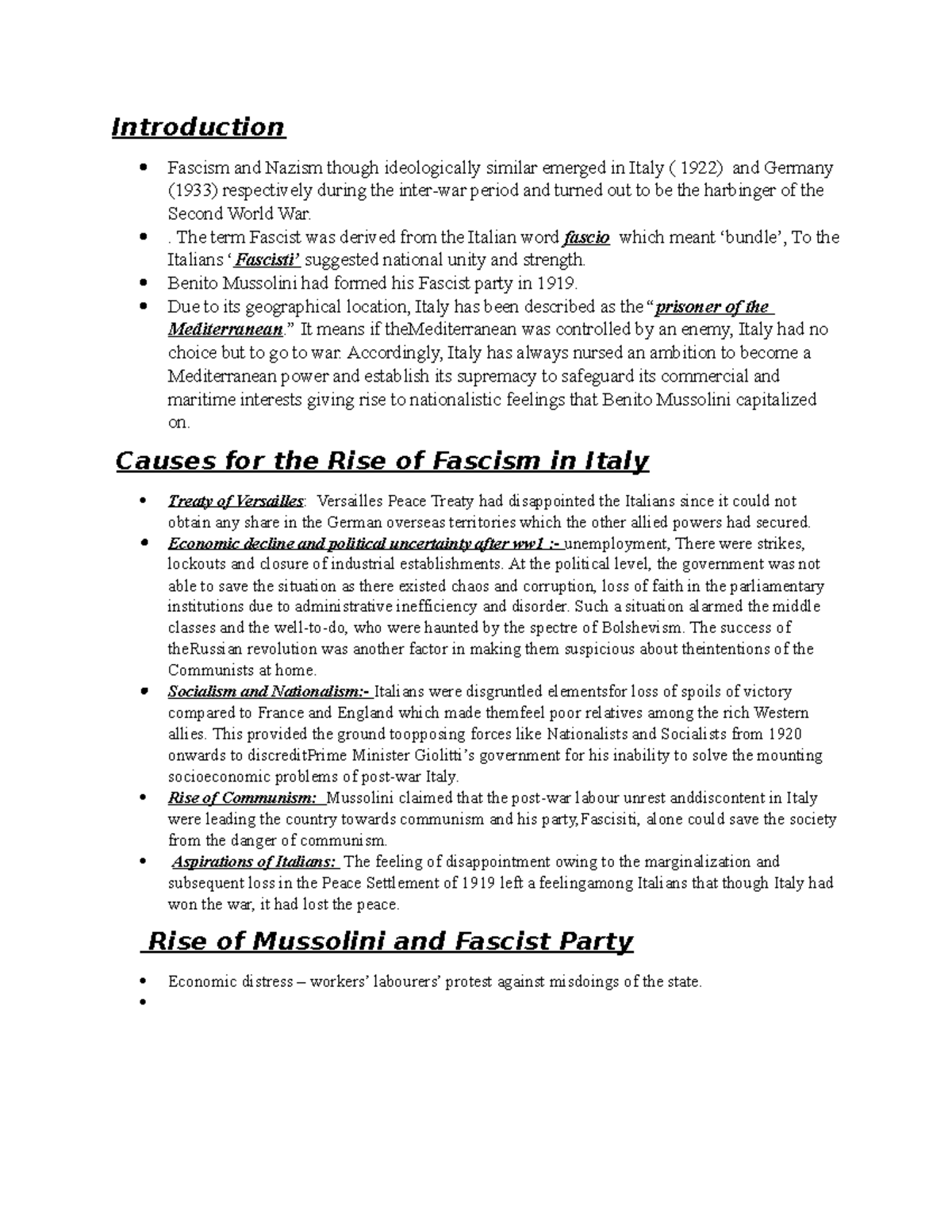 Fascism in Italy - It's nice. - Introduction Fascism and Nazism though ...