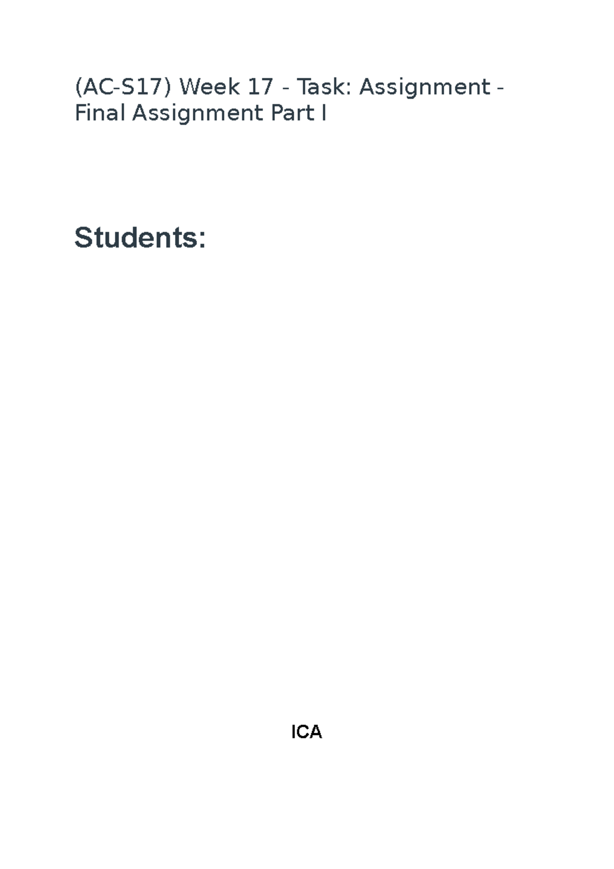 InglesII S17 resuelto - (AC-S17) Week 17 - Task: Assignment - Final Assignment Part I Students ...