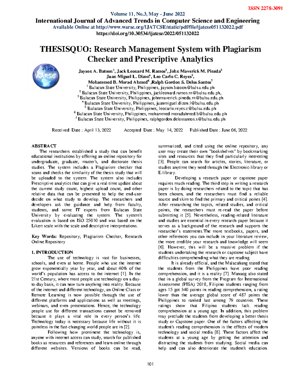 Research Management System with Plagiarism Checker and Prescriptive ...