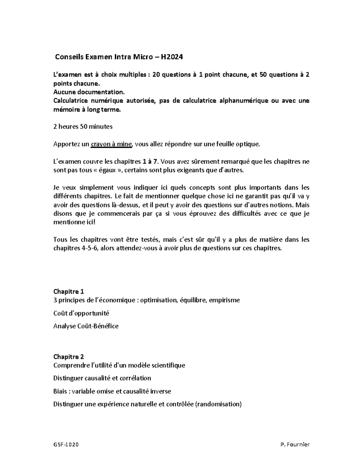 Conseils Examen Intra Micro H24 - GSF- 1020 P. Fournier Conseils Examen ...