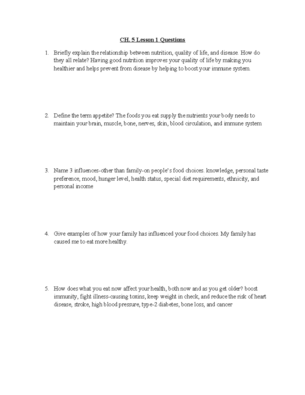 CH. 5 Lesson 1 Questions - CH. 5 Lesson 1 Questions Briefly explain the ...