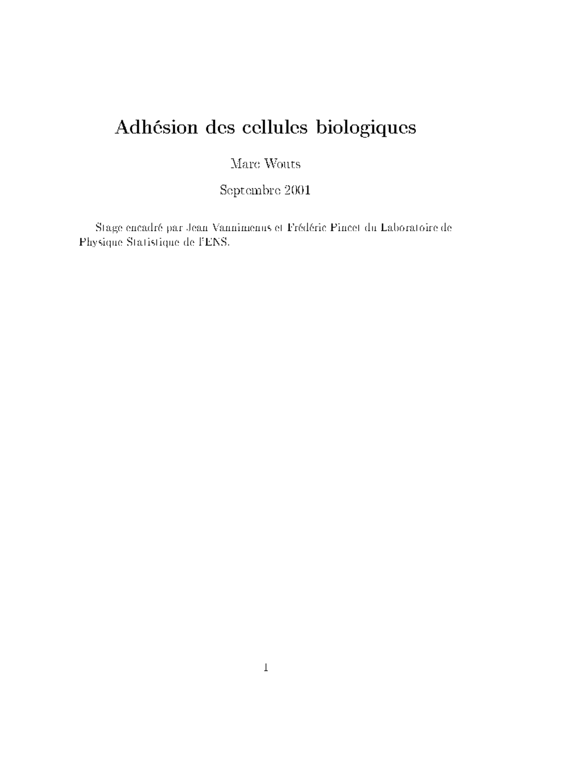 Wouts 2001 - Mathématiques3 polycopies-de-cours - Adh sion des cellules biologiques Marc Wouts ...