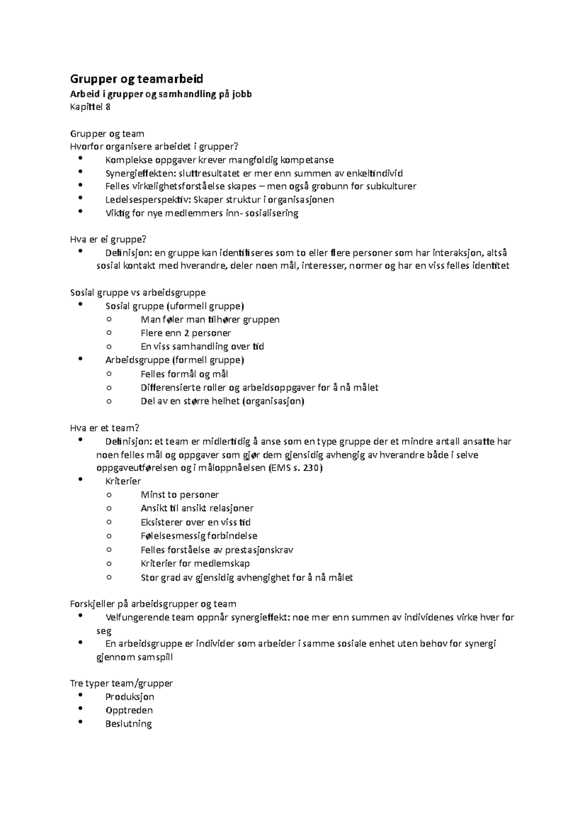 Grupper-og-teamarbeid - Grupper og teamarbeid Arbeid i grupper og ...