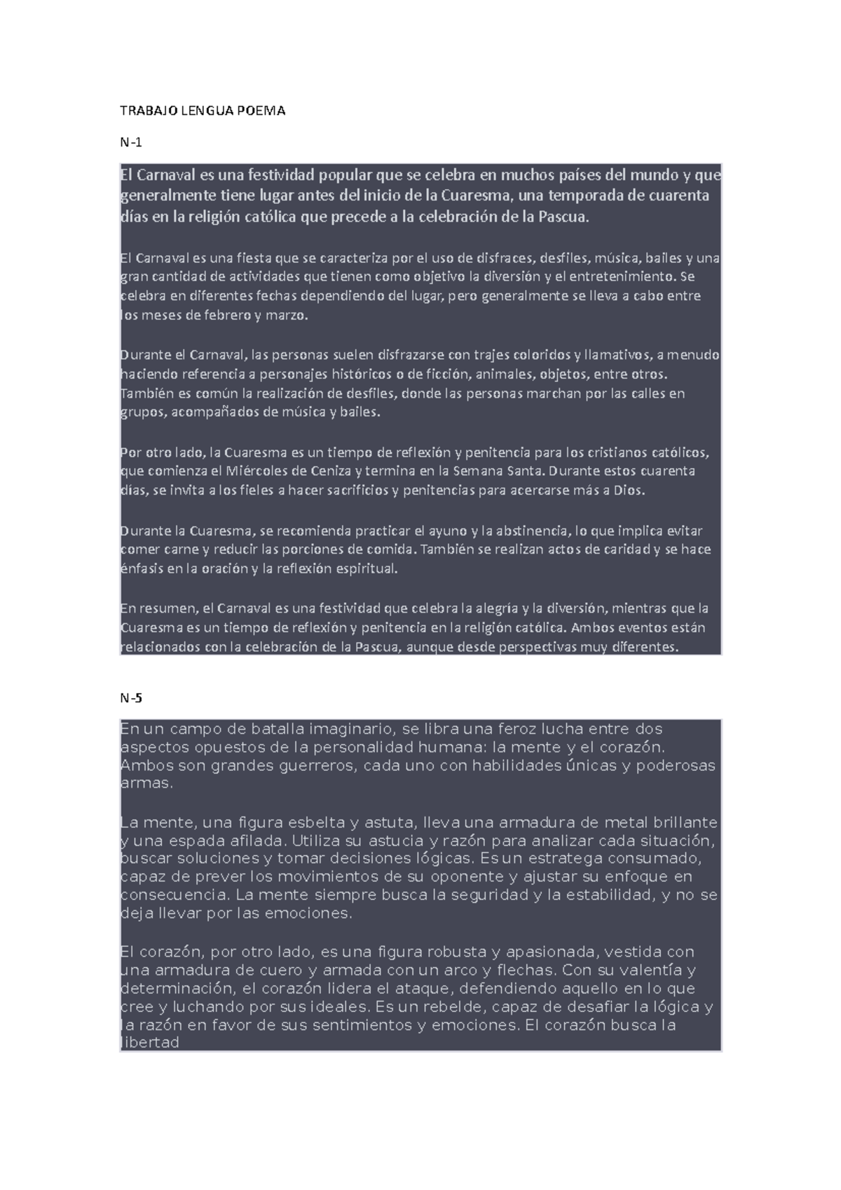 Trabajo Lengua Poema - kllkl - TRABAJO LENGUA POEMA N- El Carnaval es ...