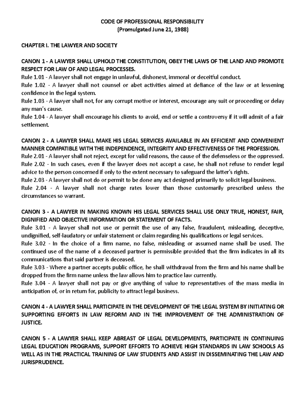 CODE OF Professional Responsibility - CODE OF PROFESSIONAL ...