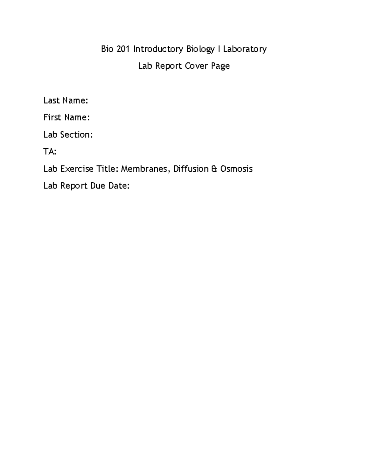 BIO 201, LAB 7 2017/2018 - Bio 201 Introductory Biology I Laboratory ...