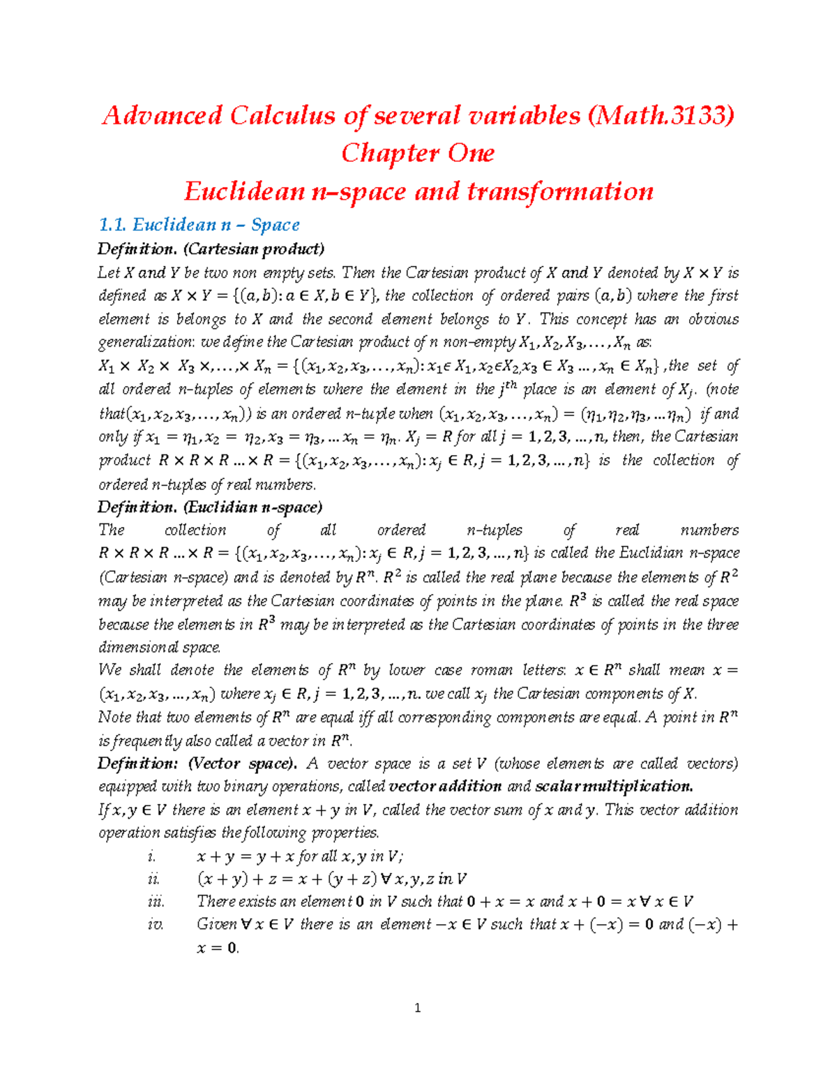 Lecturenote 1340352580 Chapter 1 for Math133 - ####### Advanced ...