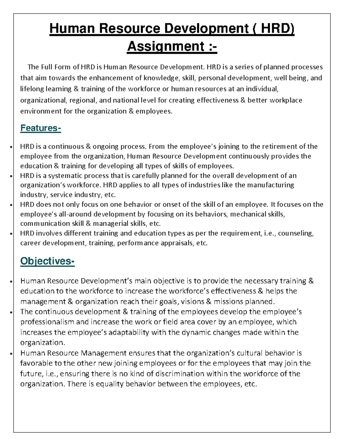 HRD - PLIZ HELP ME - Human Resource Development ( HRD) Assignment ...