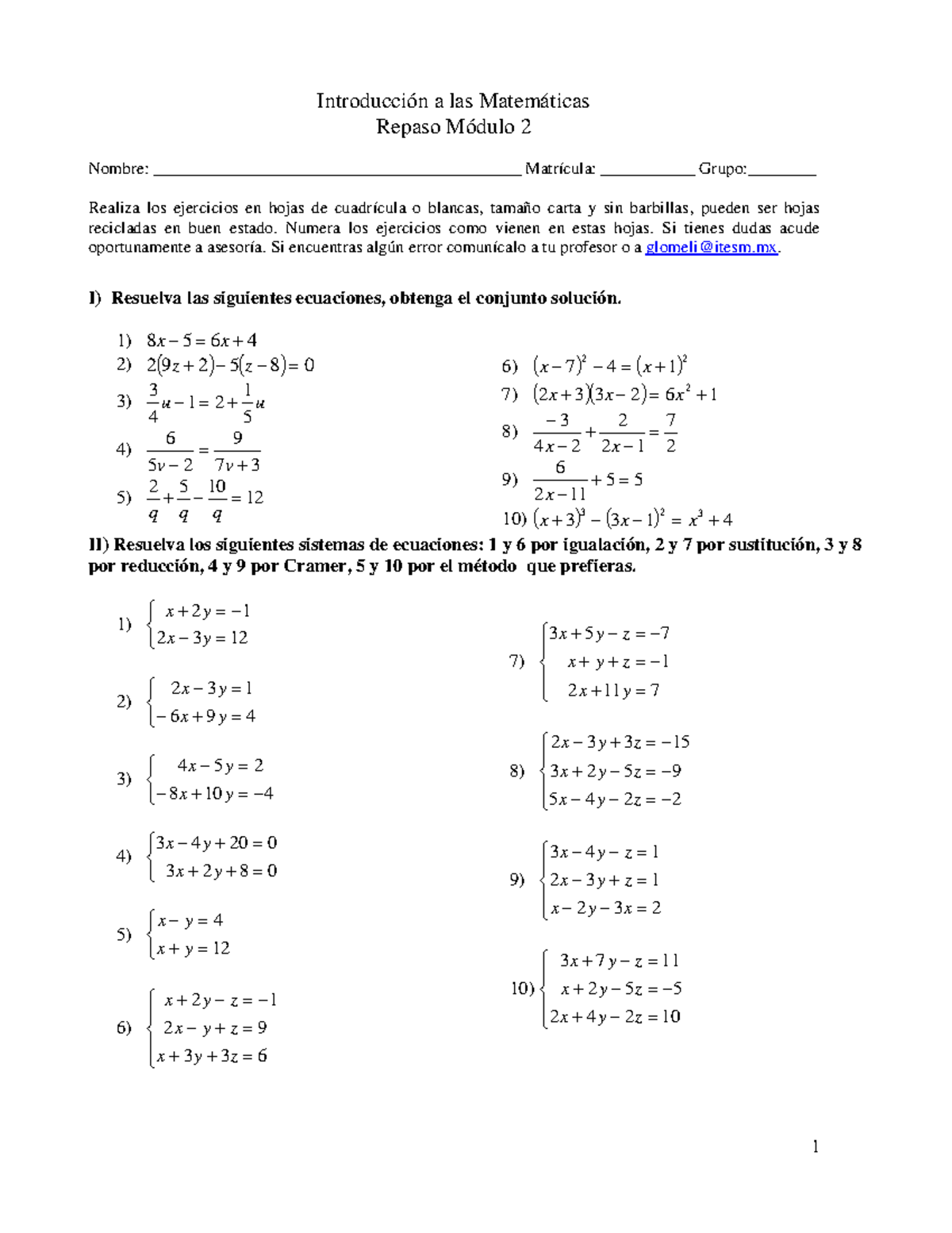 Repaso Modulo 2 - Notes module 2 - Introducción a las Matemáticas ...