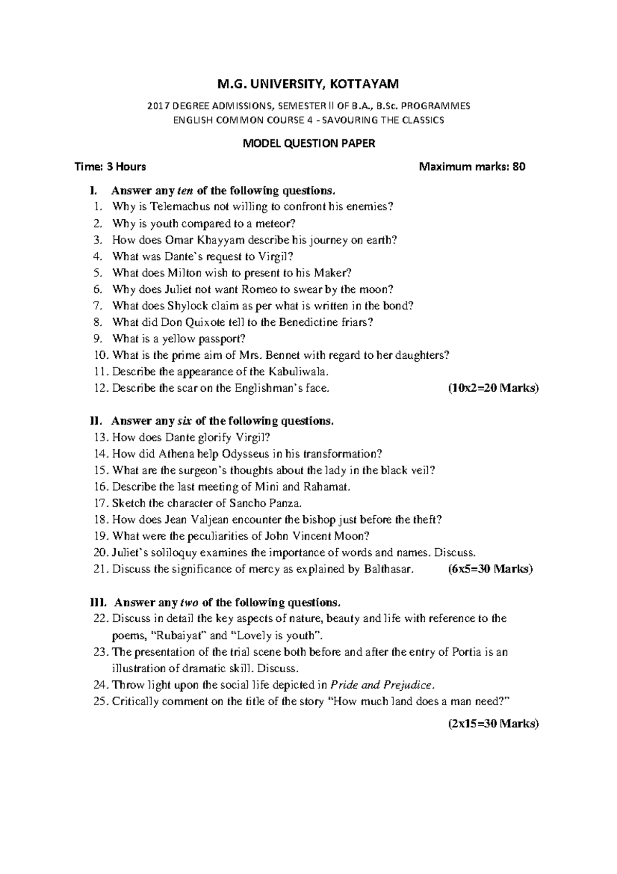 123 BA English new - Previous year question paper - M. UNIVERSITY ...
