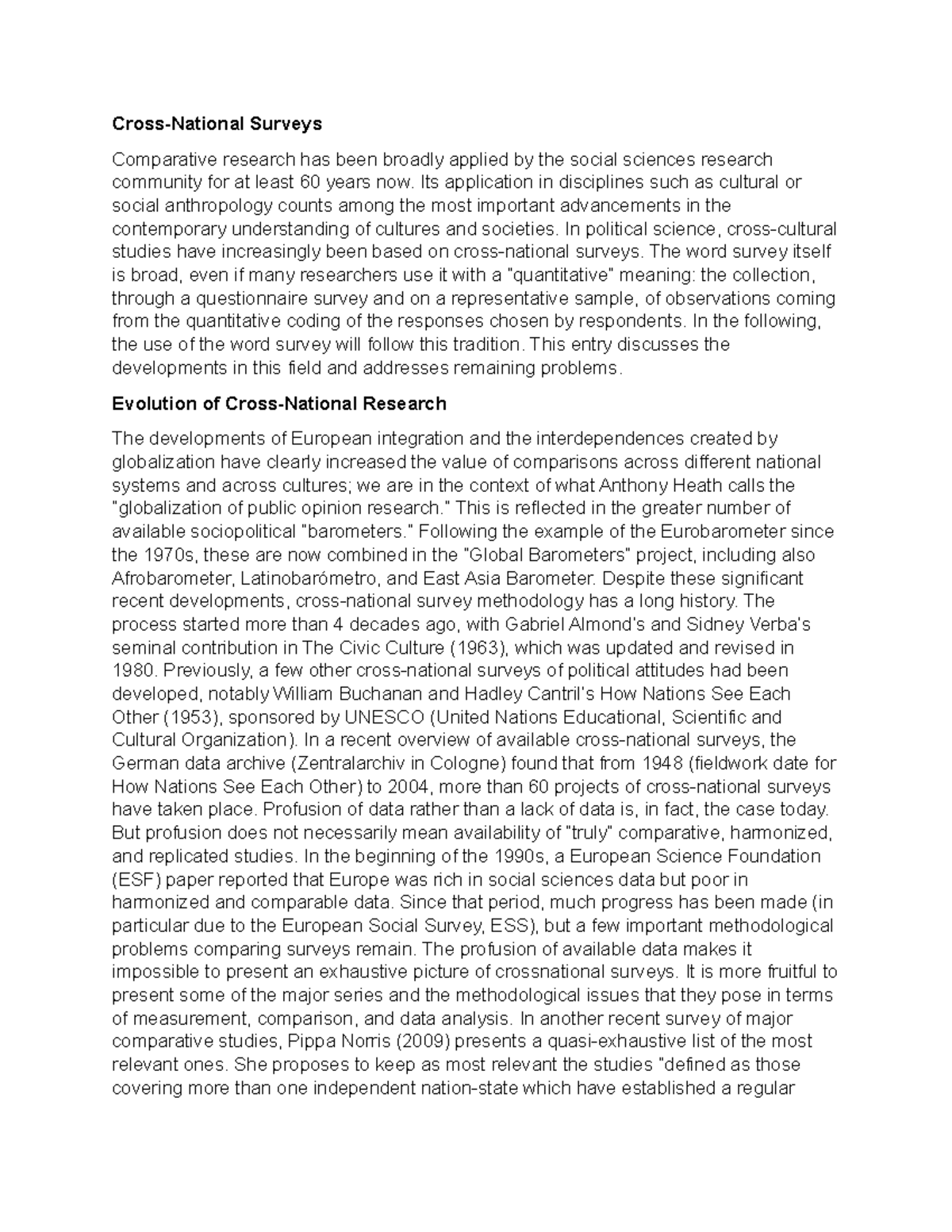 Cross-National Surveys - Cross-National Surveys Comparative research ...