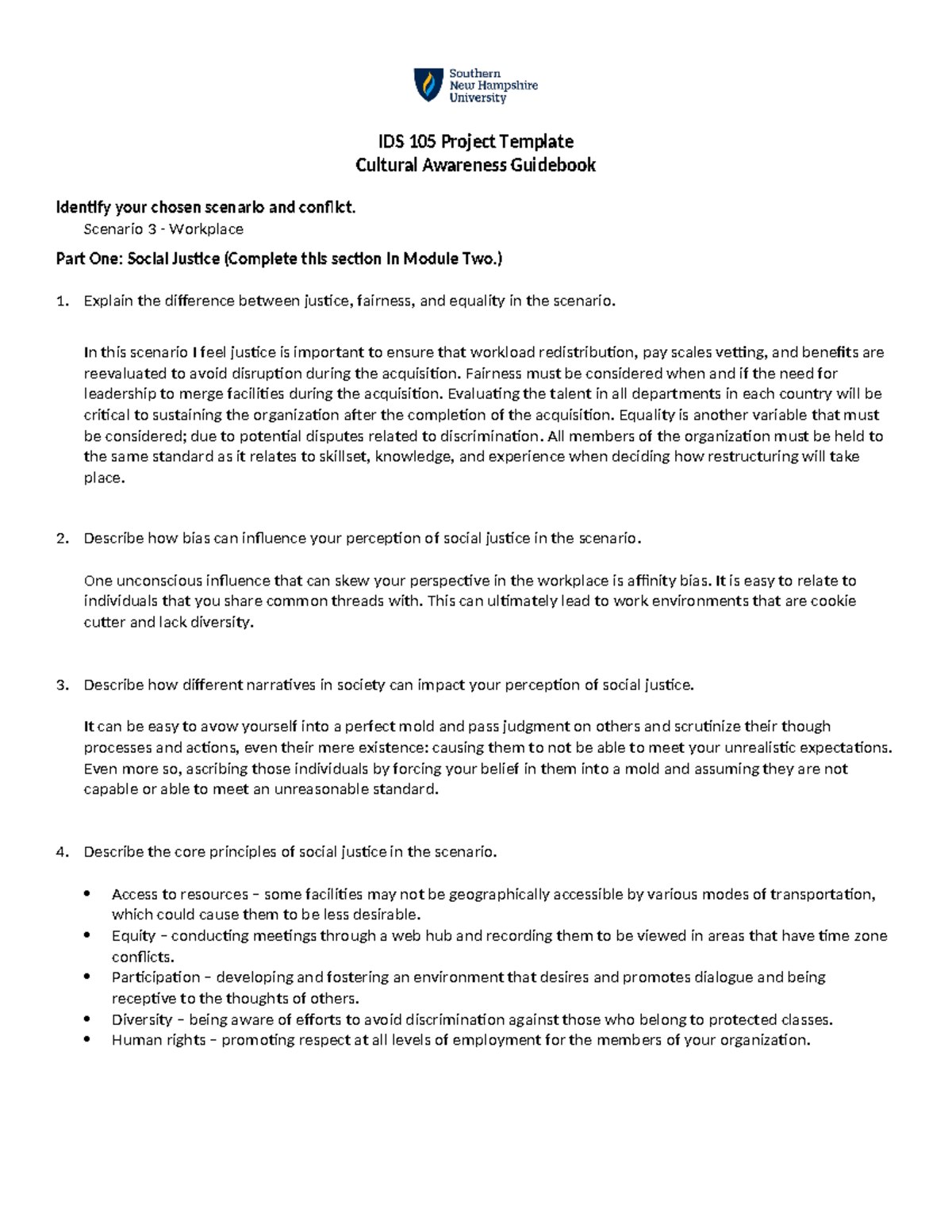 IDS 105 Project Template Part Three - IDS 105 Project Template Cultural ...