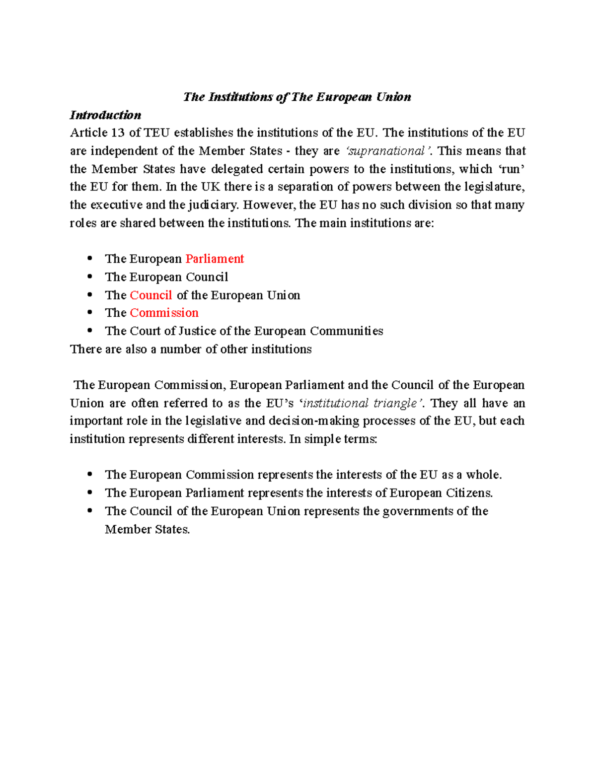 The Institutions of The European Union - The Institutions of The ...