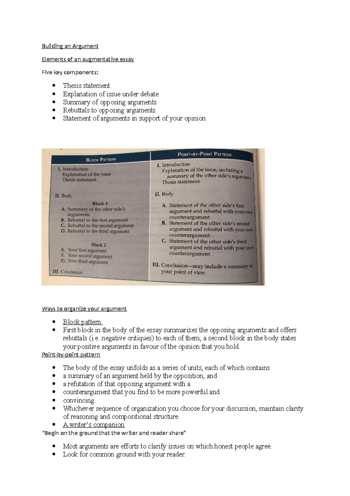 Building an Argument - Mitschrift Houghton Effective Writing - Building ...