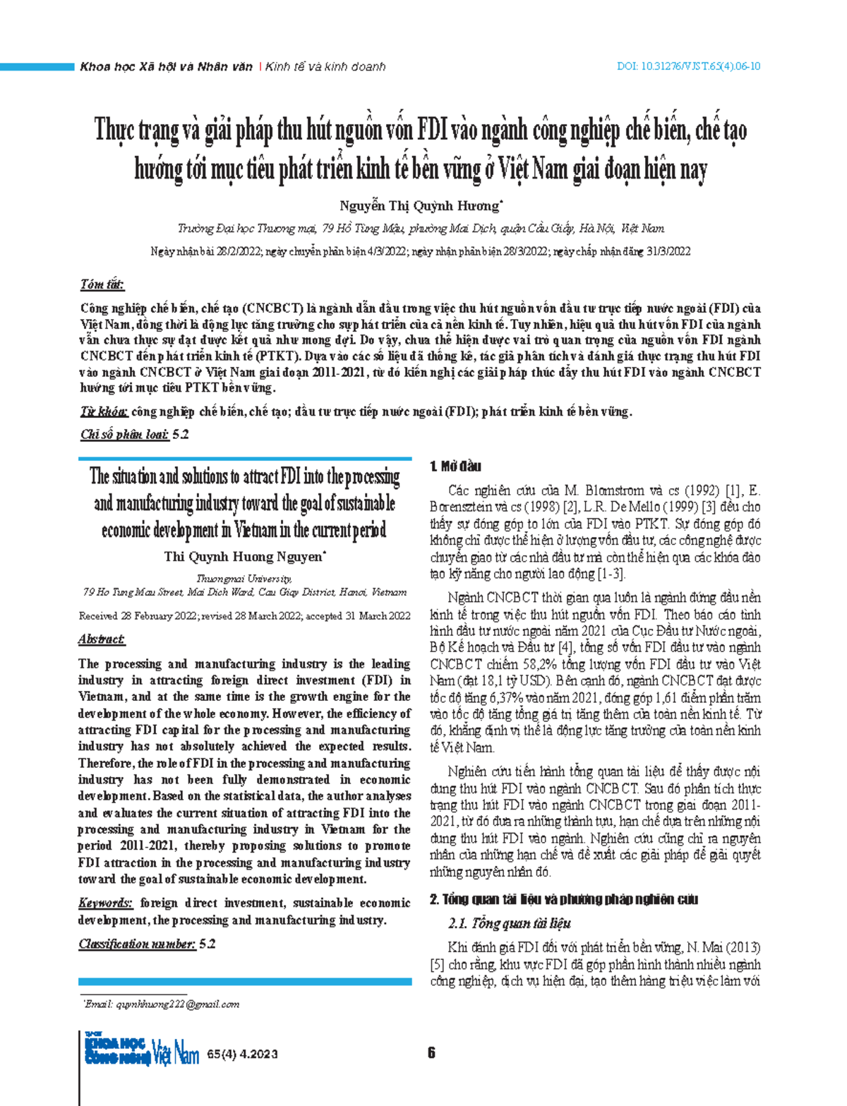 2283-Văn bản của bài báo-6403-2-10-20240324 - Khoa học Xã hội và Nhân văn / Kinh tế và kinh ...