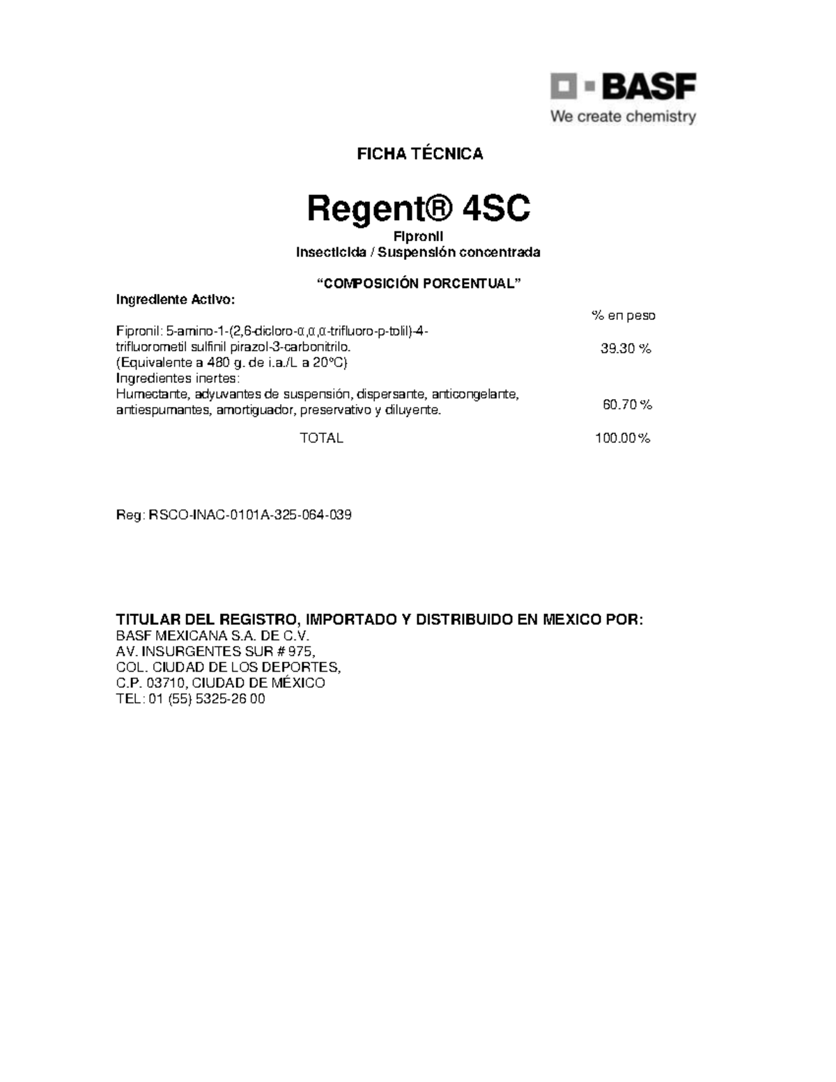 MX+-+Ficha+Técnica+-+Regent®+4+SC - FICHA TÉCNICA Regent® 4SC Fipronil ...