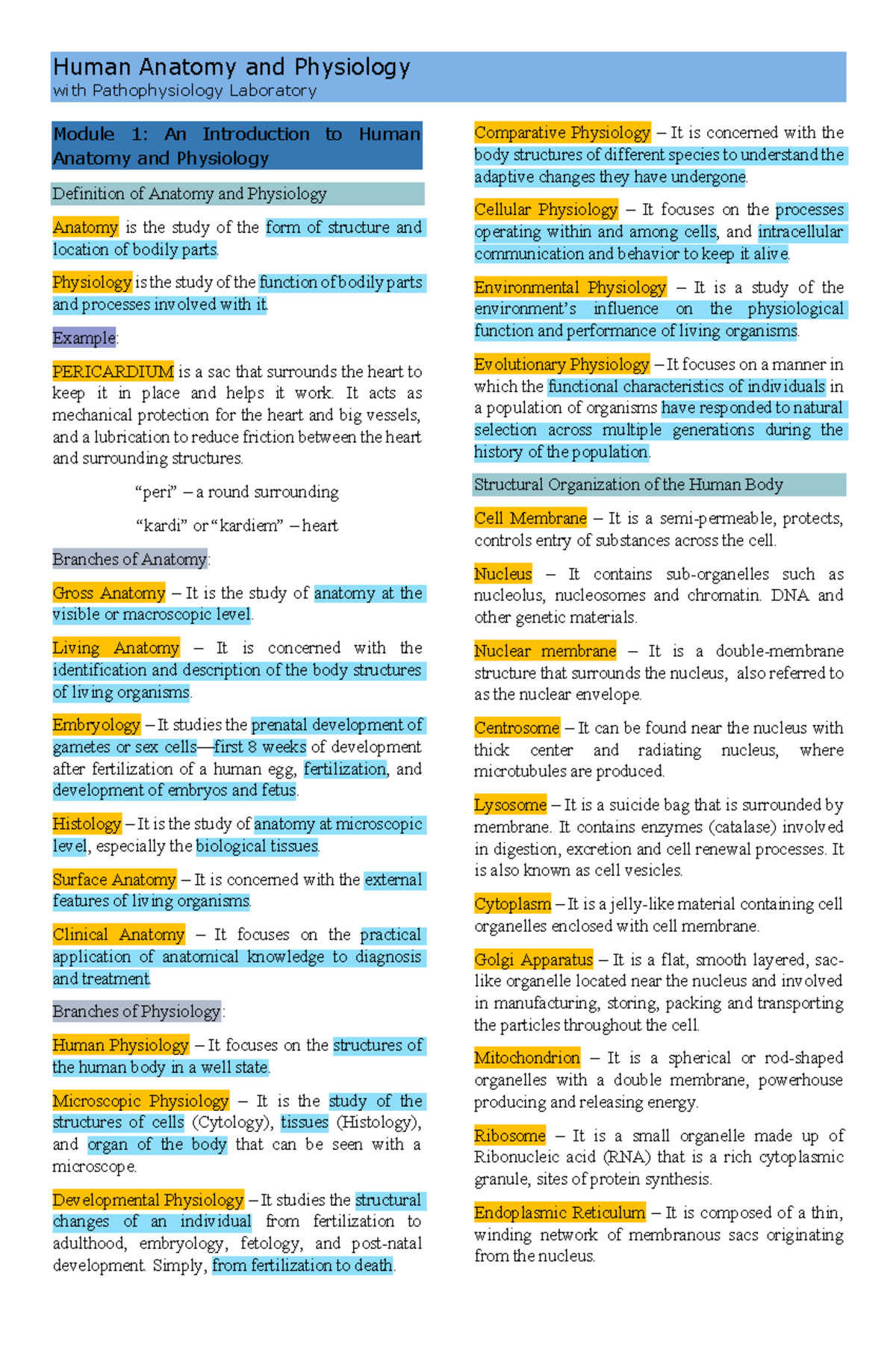 Intro to AnaPhy - with Pathophysiology Laboratory Module 1: An ...